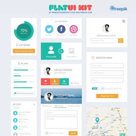 The Top 50 Free Flat Design UI Kits & Templates